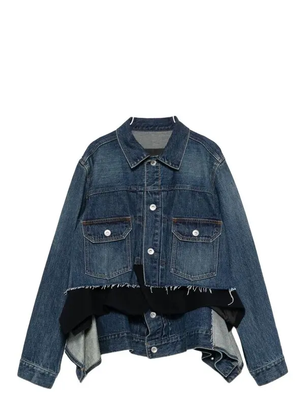 Sacai Denim Cotton Layered Jacket - Blue
