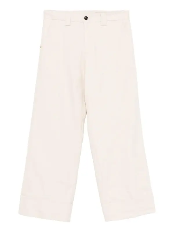 WHITE SAND Cotton Flared Trousers - Beige