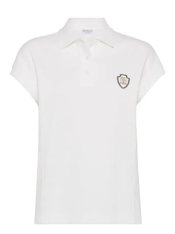Brunello Cucinelli Logo Cotton Polo Shirt - White