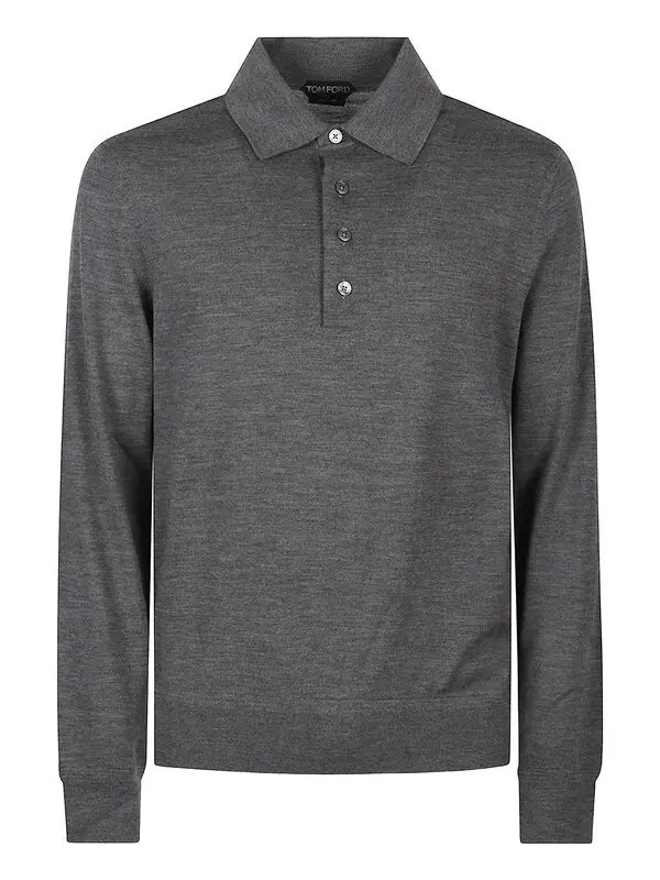 TOM FORD Long-sleeved Polo Shirt - Grey