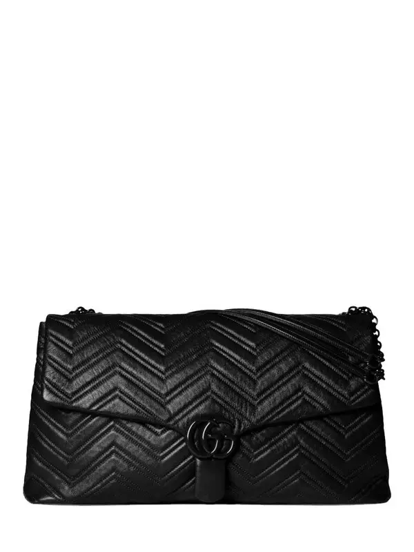 Gucci Gg Marmont Maxi Leather Shoulder Bag - Black