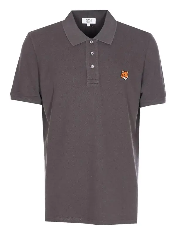 Maison Kitsuné Fox Head Cotton Polo Shirt - Grey