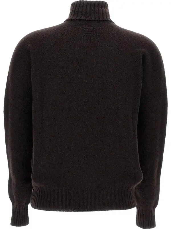 DRUMOHR High Neck Lambswool Sweater - Brown