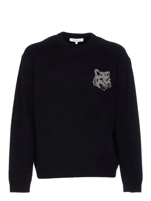 Maison Kitsuné Fox Head Wool Jumper - Black