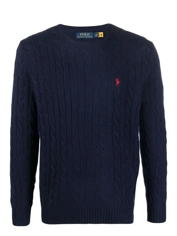 Polo Ralph Lauren Round Neck Sweater With Logo - Blue