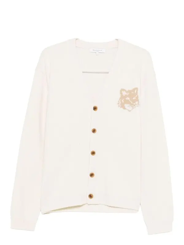 Maison Kitsuné Wool V-neck Cardigan - Beige