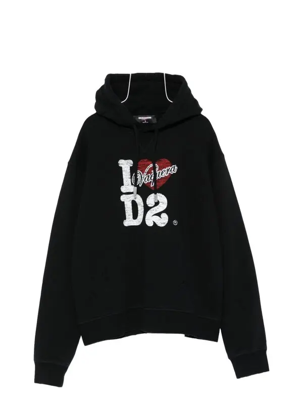 Dsquared2 Logo Cotton Hoodie - Black
