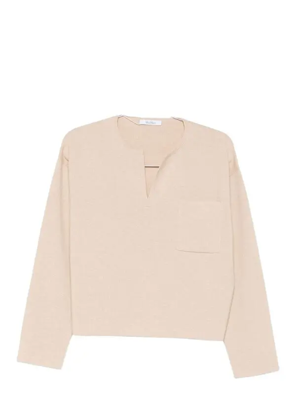Max Mara V-neck Cashmere Wool Sweater - Beige