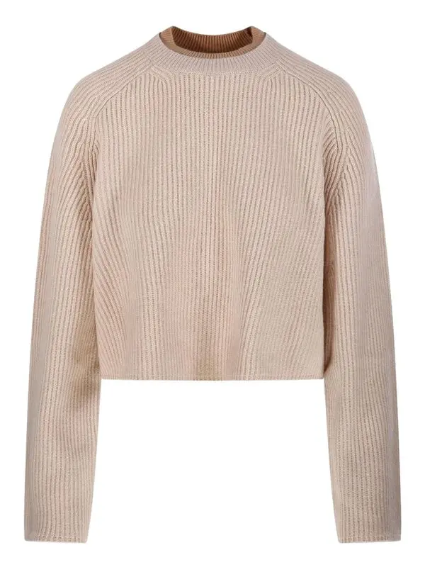 Max Mara Crew Neck Cashmere Wool Sweater - Beige