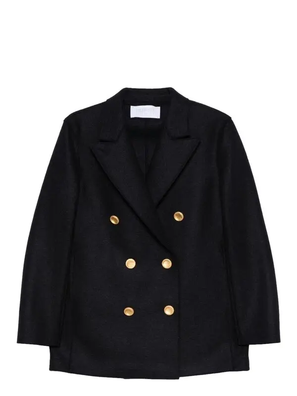 Harris Wharf London Wool Double-breasted Coat - Blue