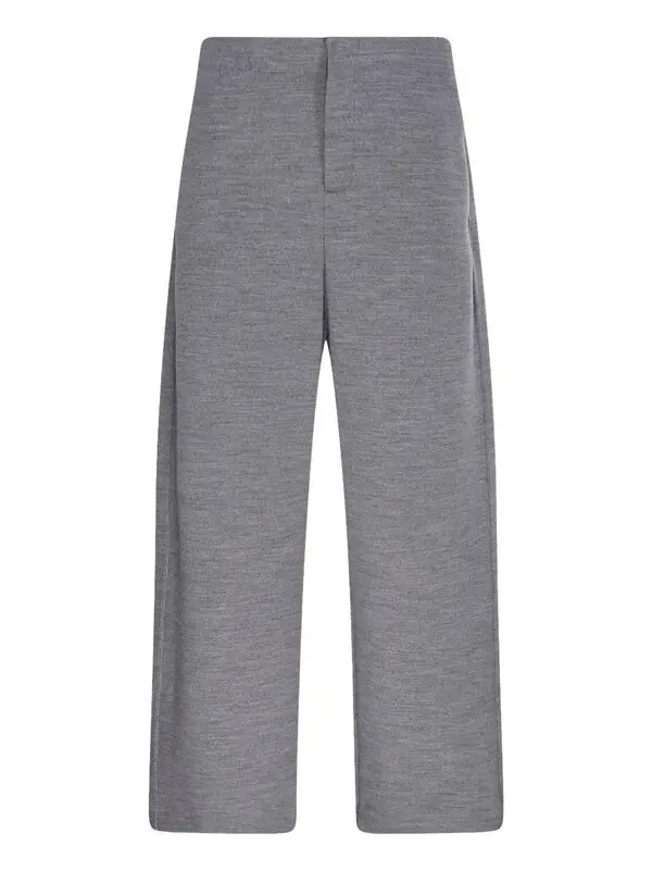 Max Mara Wool And Cotton Wide-leg Trousers - Grey