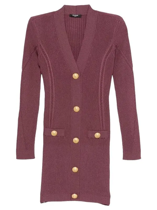 Balmain V-necked Short Dress - Purple