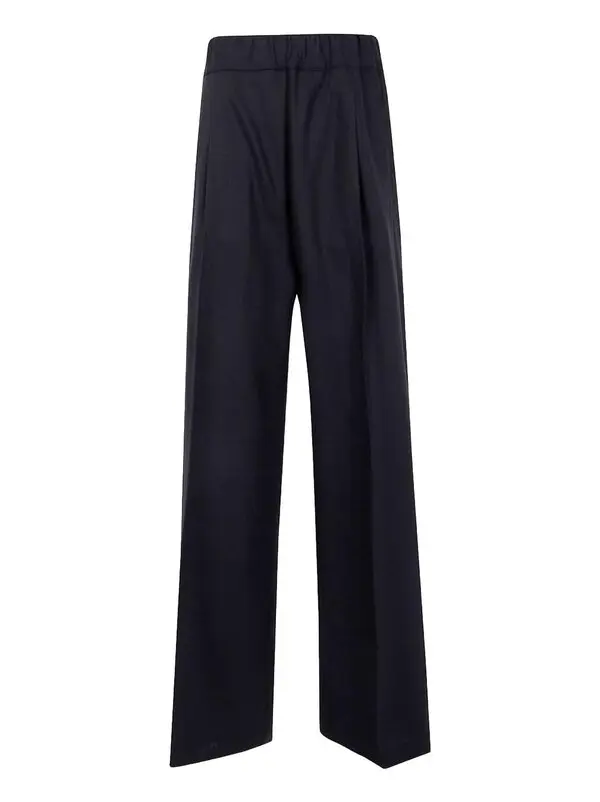 SEMICOUTURE Wool Wide Leg Trousers - Black