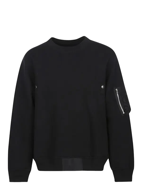 Sacai Cotton Crew Neck Sweater - Black