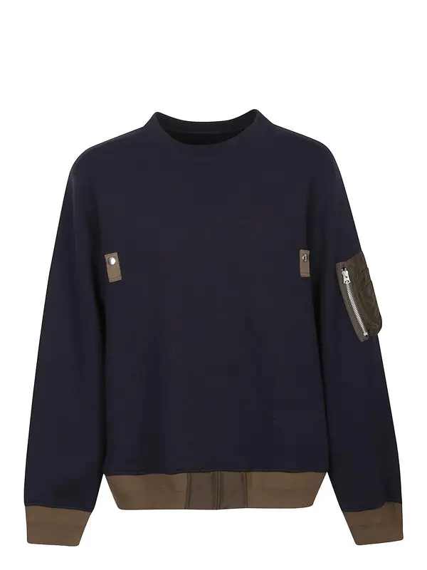 Sacai Cotton Crew Neck Sweater - Blue