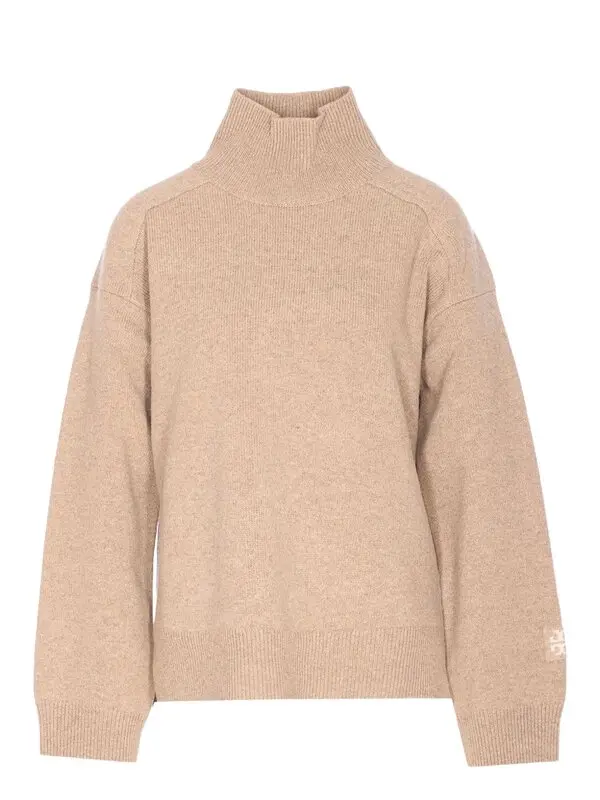 Tory Burch Wool Turtleneck Jumper - Beige