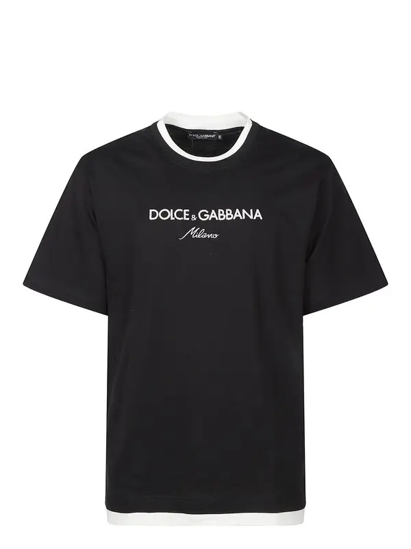 Dolce & Gabbana Short Sleeve T-shirt With Logo - Black