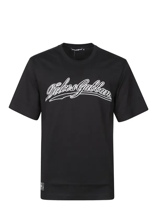 Dolce & Gabbana Short Sleeve T-shirt With Logo - Black