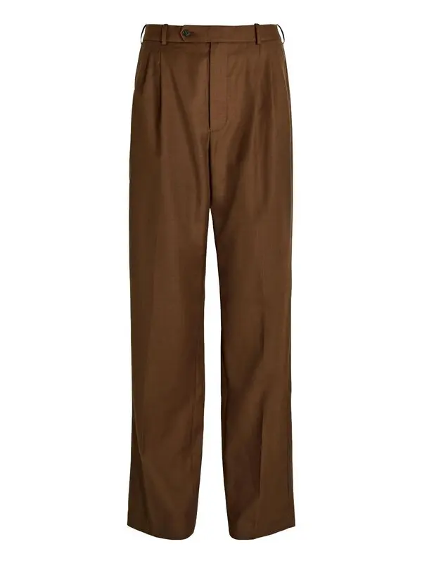 Ronny Kobo Soprano Pleated Straight-leg Woven Trousers - Brown
