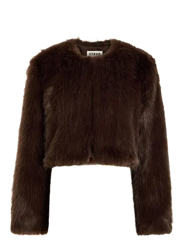 Staud Casimira Faux Fur Jacket - Brown