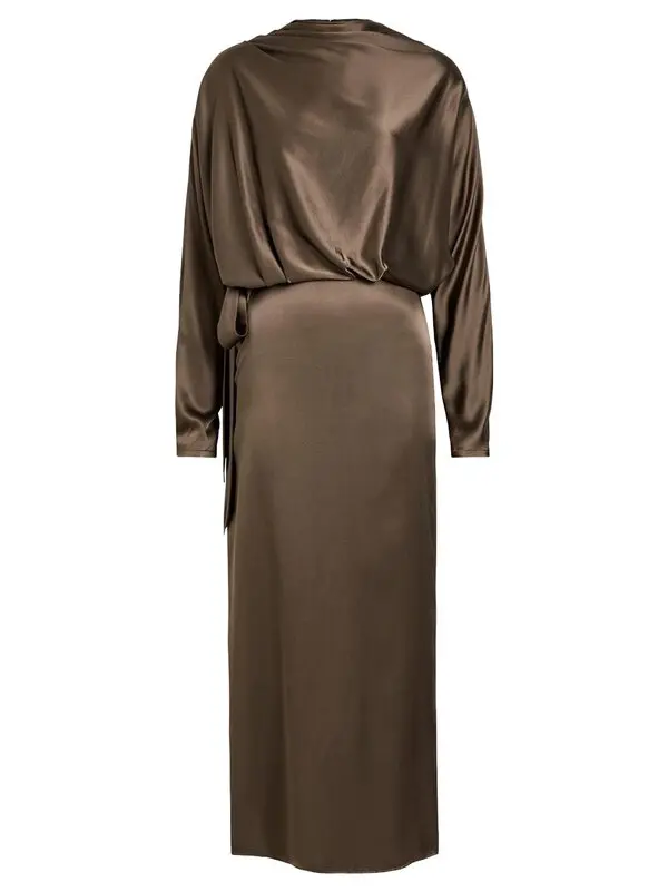 Staud Phoebe Draped Stretch-silk Dress - Taupe