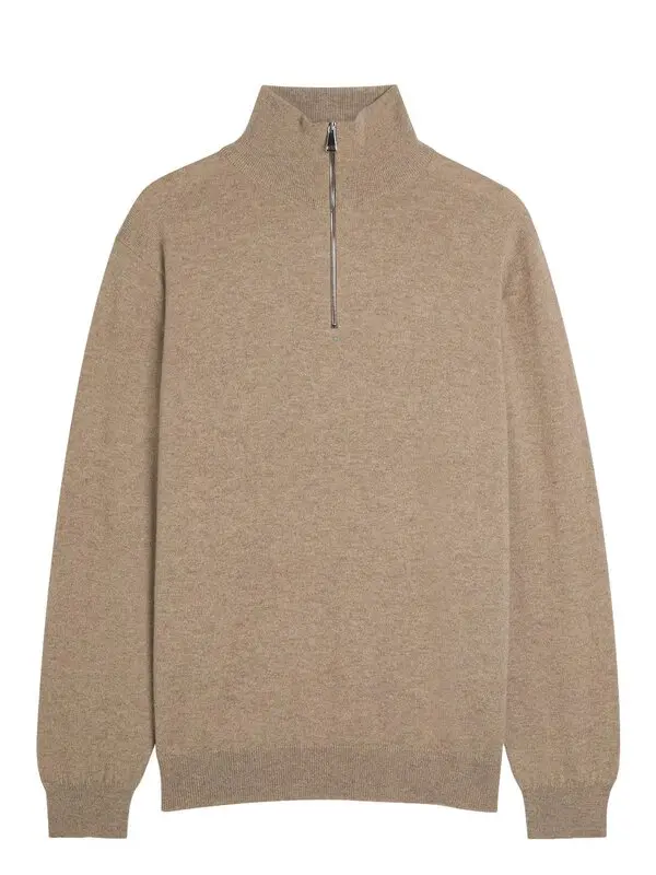 BEGG X CO Heriot Quarter-zip Cashmere Jumper - Brown