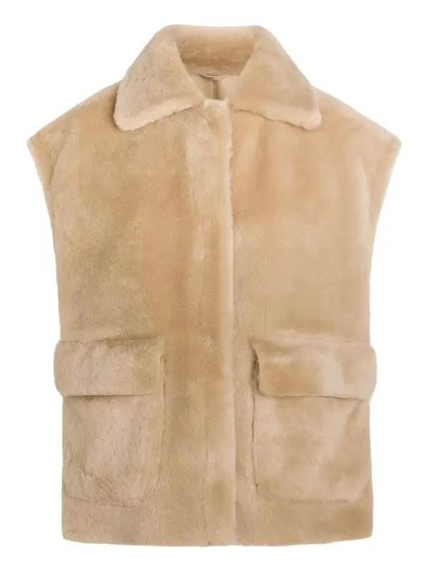 ARMA Edha Shearling Sleeveless Jacket - Off White