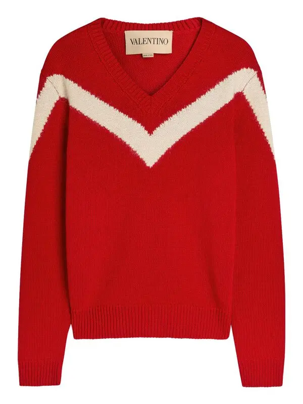 Valentino Garavani Intarsia Wool Jumper - Red