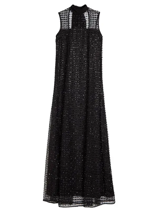 Staud Albee Sequin-embellished Maxi Dress - Black