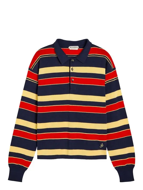 JW Anderson Striped Knit Polo Shirt - Multicoloured 1