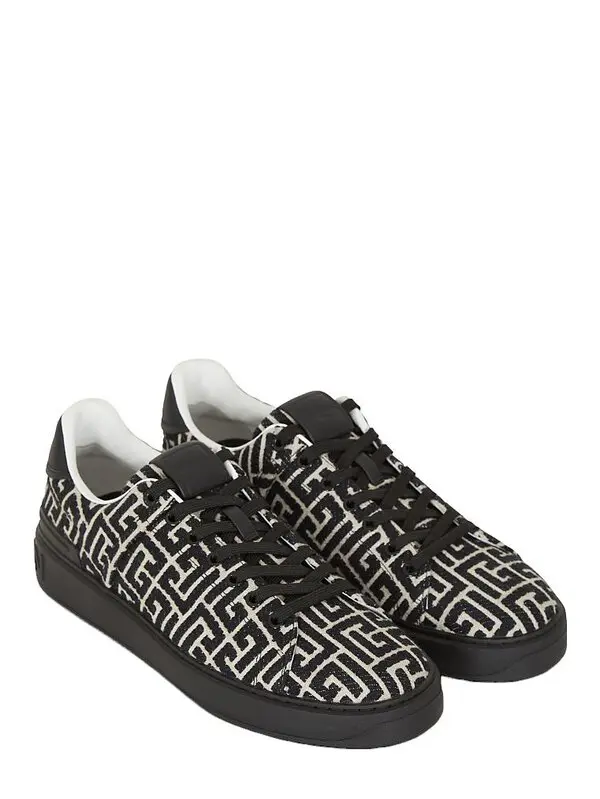 Balmain Monogram B-court Low Top Sneakers - Black