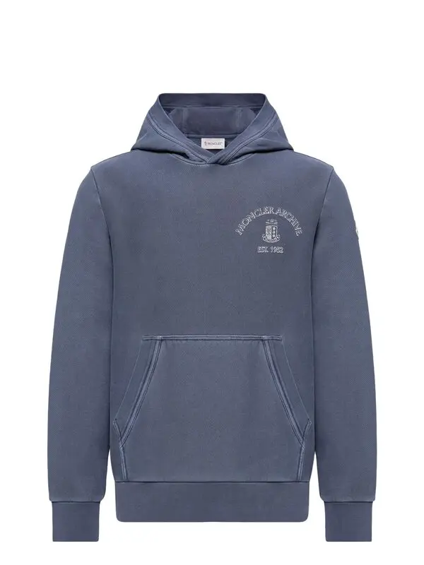 Moncler Rowing Logo Cotton Hoodie - Blue