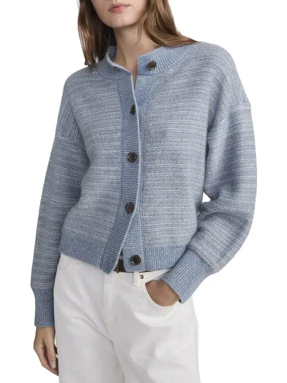 FRAME Jacquard Knit Cardigan - Sky Blue Multi