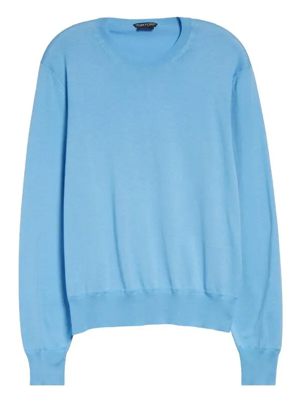TOM FORD Cotton Crewneck Sweater - Turquoise