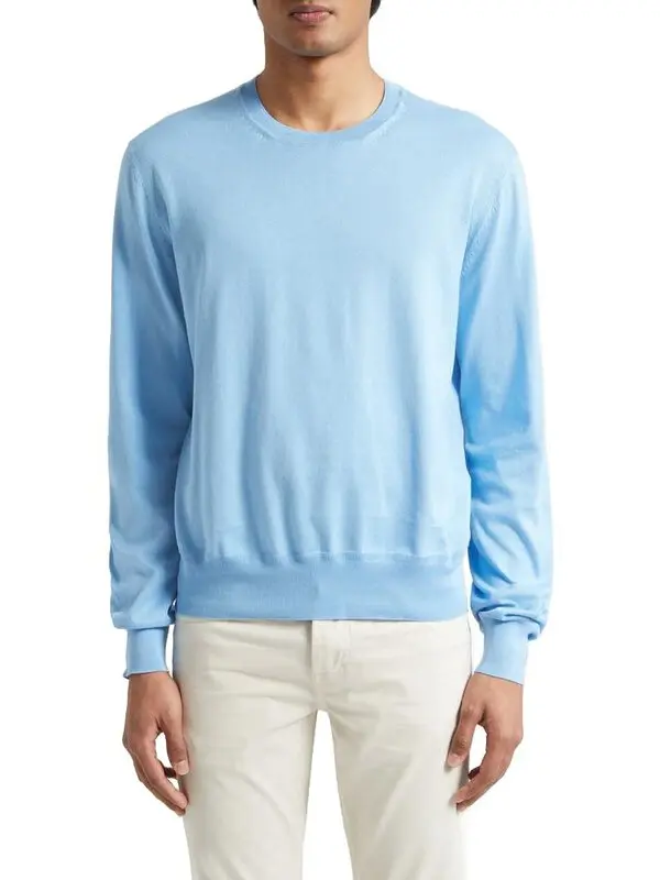 TOM FORD Cotton Crewneck Sweater - Turquoise
