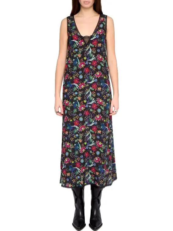 Zadig&Voltaire Renzo Floral Print Sleeveless Dress - Encre