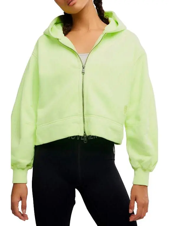 Free People A Cut Above Cotton Zip Hoodie - Sour Citrus