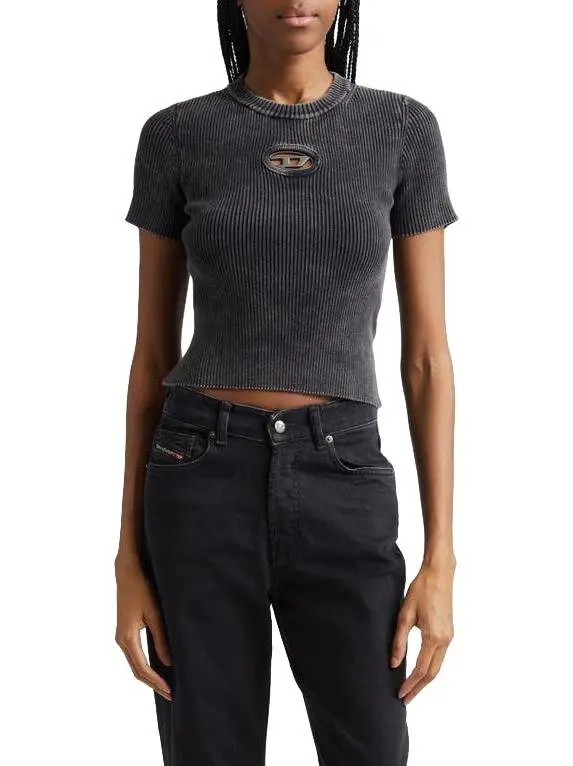 DIESEL® M-anchor-a Short Sleeve Rib Sweater - Black