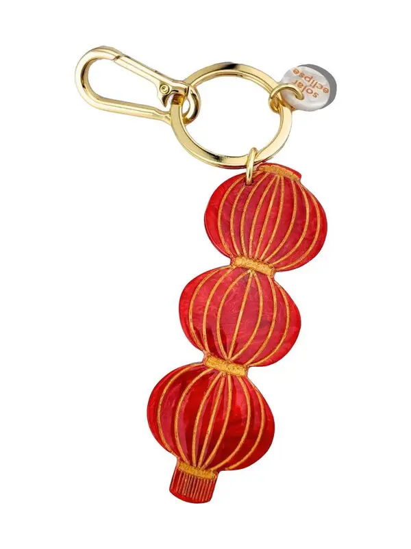 SOLAR ECLIPSE Hand-painted Lantern Bag Charm - Red