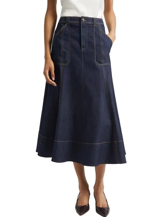 Cinq À Sept Benjiy Denim Midi Skirt - Indigo