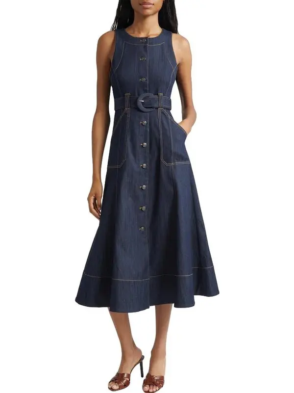 Cinq À Sept Cezanne Denim Midi Dress - Indigo