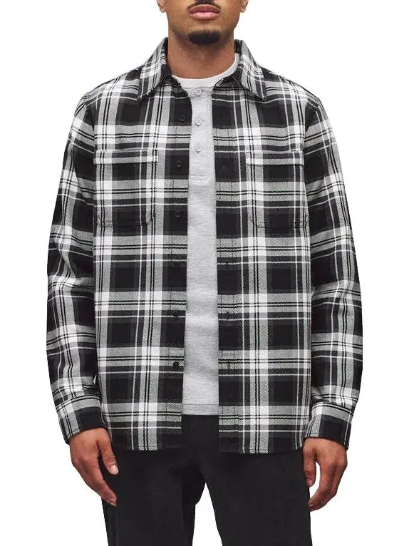 Reigning Champ Union Plaid Cotton Button-up Shirt - White/black