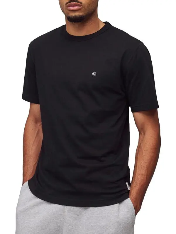 Reigning Champ Embroidered Monogram Lightweight Jersey T-shirt - Black