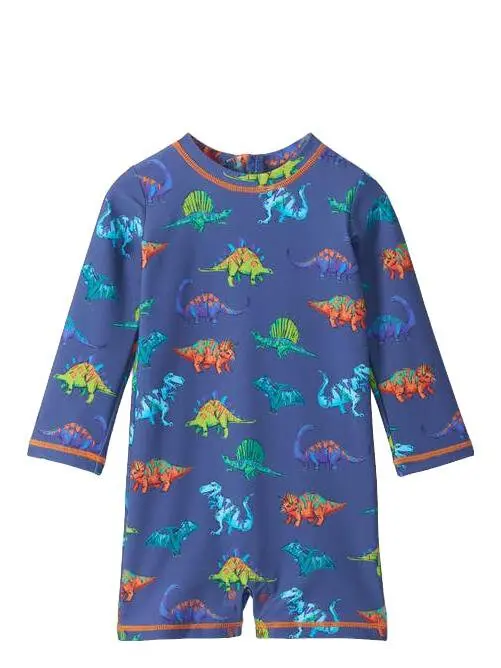 HATLEY Dino Print Long Sleeve One-piece Rashguard Swimsuit - Blue