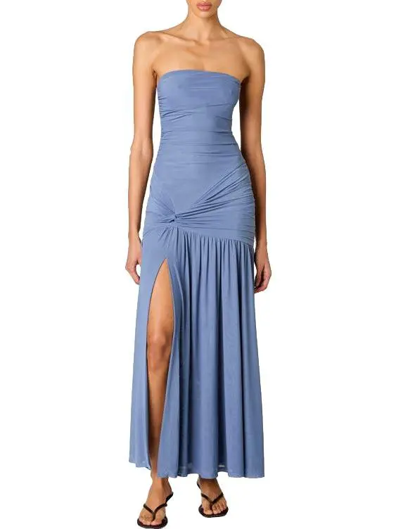 NIA Abbott Kinney Strapless Maxi Dress - Slate Blue
