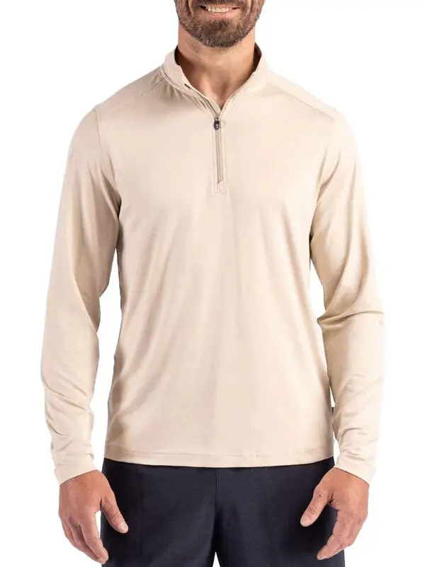 Cutter & Buck Coastline Epic Comfort Half Zip Performance Pullover - Wheat