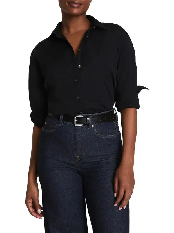 Spanx Relaxed Fit Poplin Button-up Shirt - Classic Black