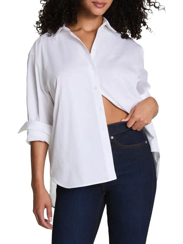 Spanx Relaxed Fit Poplin Button-up Shirt - Classic White