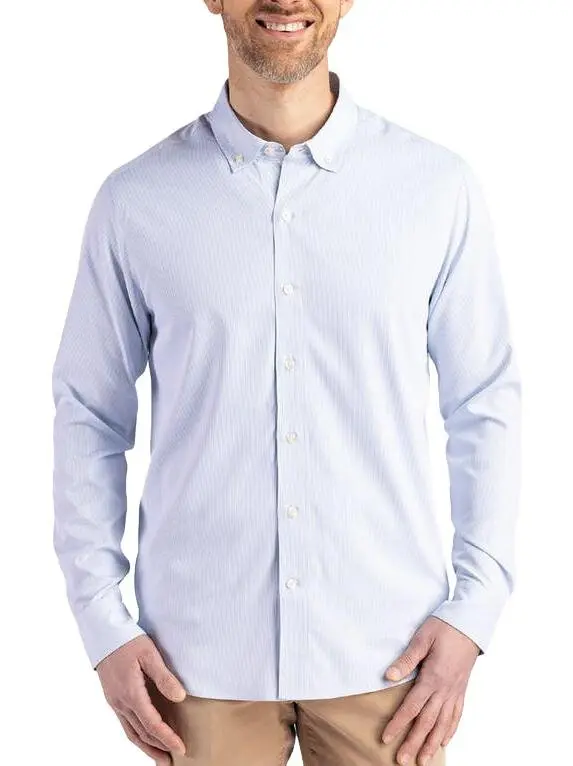 Cutter & Buck Skyline Epic Confidence Stripe Stretch Button-down Shirt - Pale Blue/white