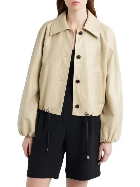 Rails North Drawstring Hem Faux Leather Jacket - Dune
